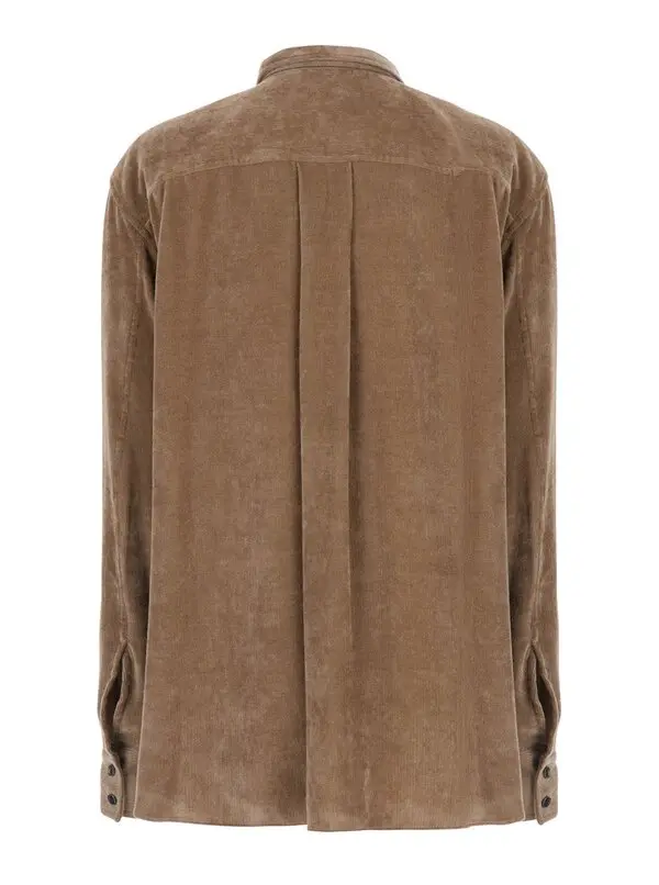 Brunello Cucinelli Beige Shirt With Classic Collar In Corduroy For - Multicolor