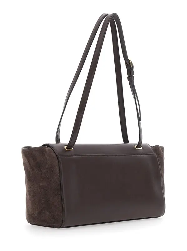 Savette Crossbody Bag In Suede And Smooth Leather With Brown Details For - Multicolor