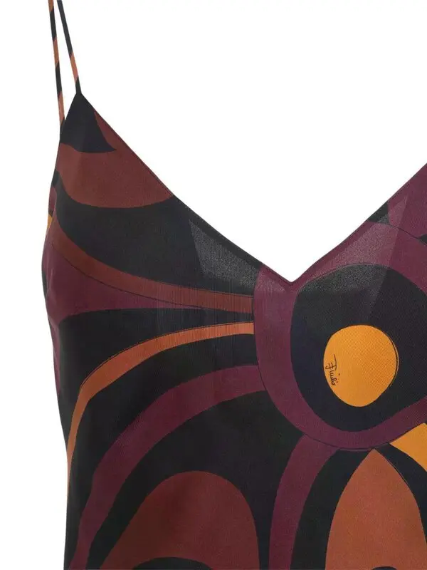 Emilio Pucci Marmo Print Silk Dress With Cape