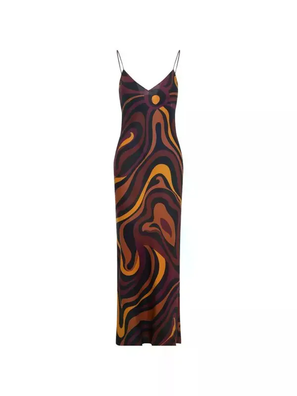 Emilio Pucci Marmo Print Silk Dress With Cape