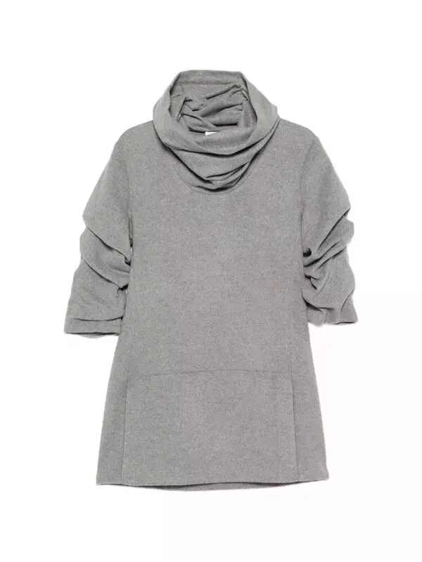7 For All Mankind Ruched-sleeve Cowl-neck Mini Dress