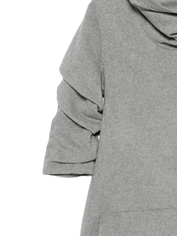 7 For All Mankind Ruched-sleeve Cowl-neck Mini Dress