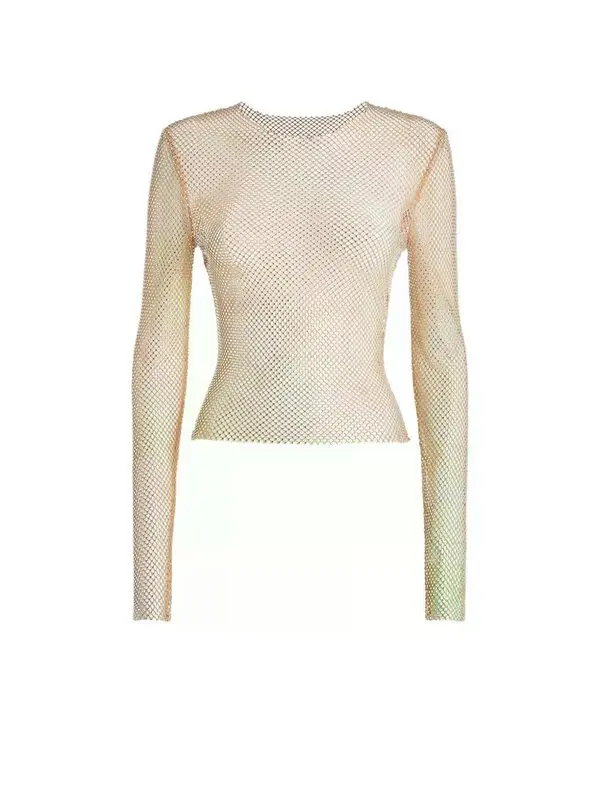 GENNY Crystal-embellished Mesh Top
