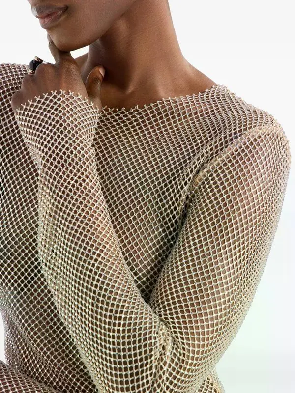 GENNY Crystal-embellished Mesh Top