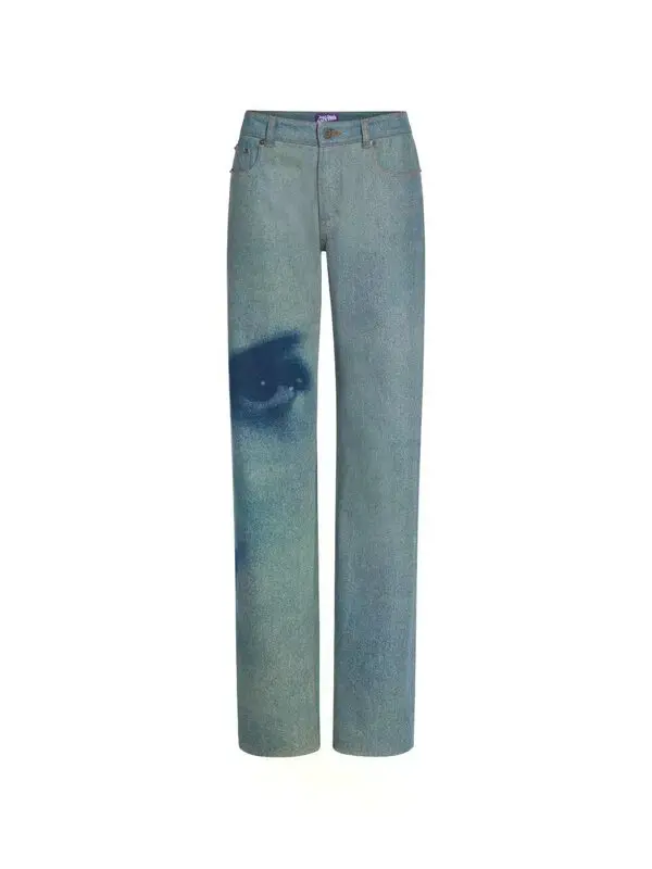 JEAN PAUL GAULTIER Face-print Straight-leg Jeans