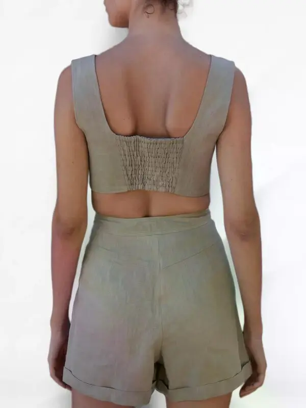 Le Kasha Cesare Pleated Linen Shorts - Grey