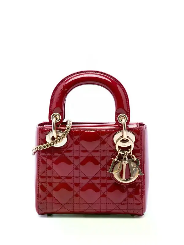 Dior 2019 Mini Patent Cannage Lady Satchel - Red