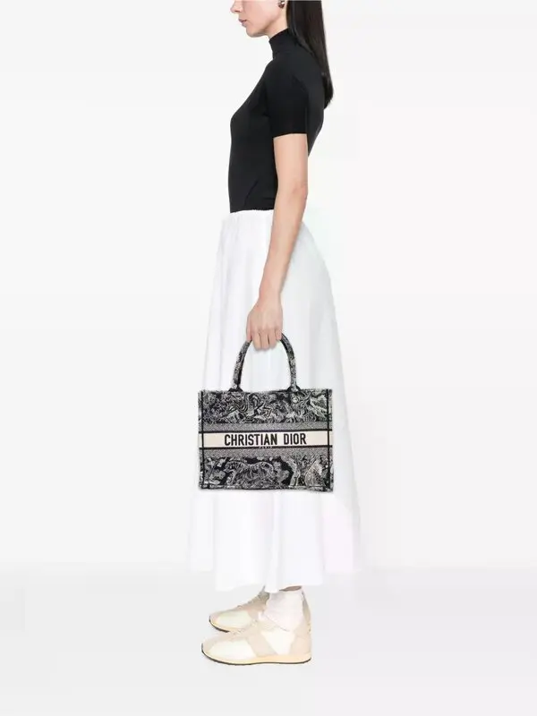 Dior 2021 Medium Canvas Embroidered Reverse Dioriviera Toile De Jouy Book Tote Bag - Blue