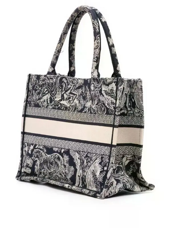 Dior 2021 Medium Canvas Embroidered Reverse Dioriviera Toile De Jouy Book Tote Bag - Blue