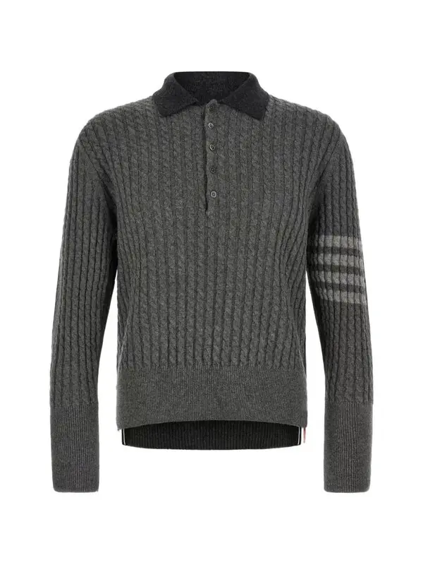 Thom Browne 4-bar Cable-knit Sweater - Grey