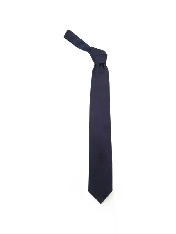 Zegna Herringbone Silk Tie - Blue