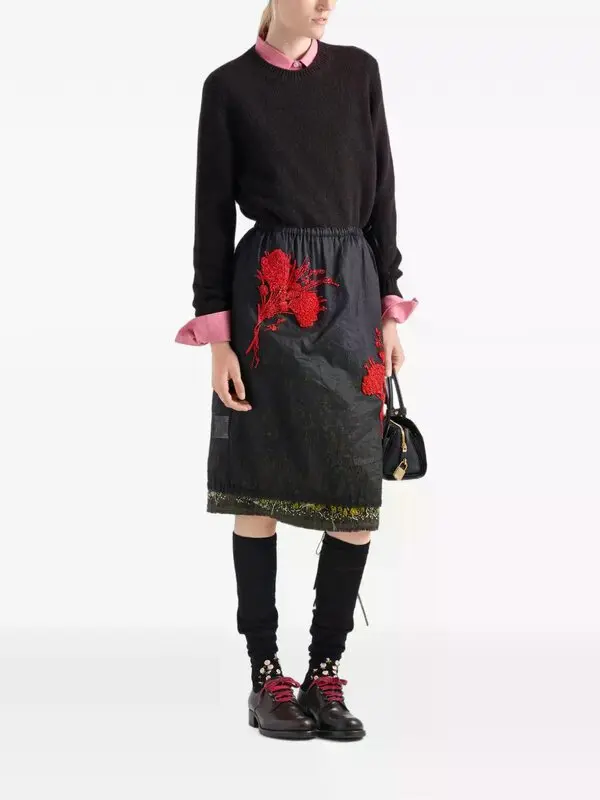 Prada Embroidered Organdy Midi-skirt