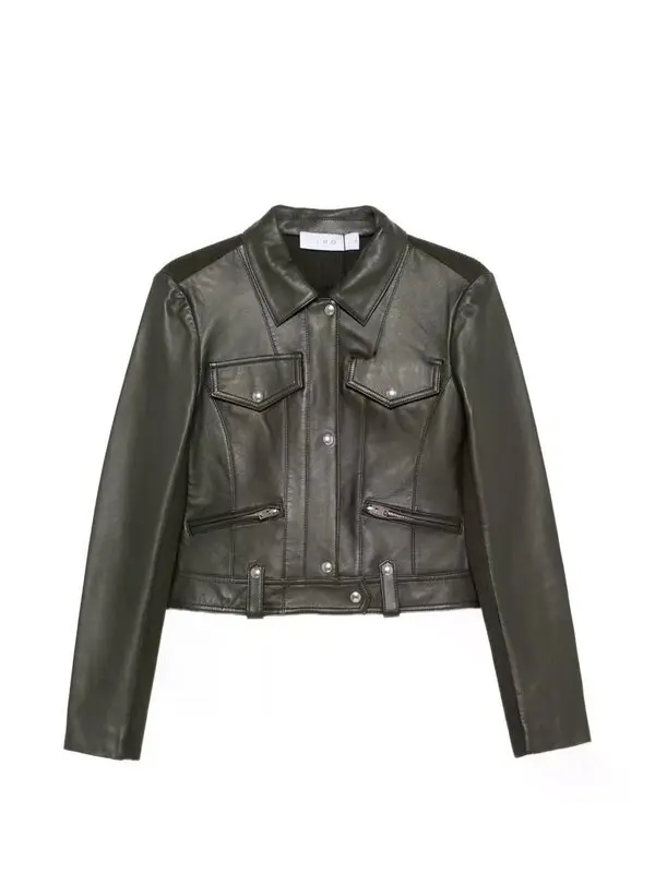 IRO PARIS Panelled Leather Jacket - Green