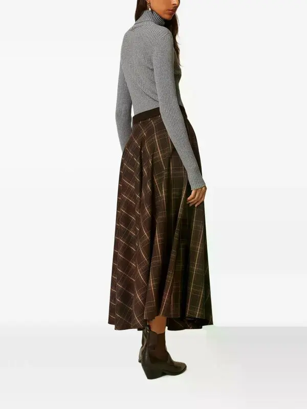 TWINSET Myfo Checked Flannel Midi Skirt