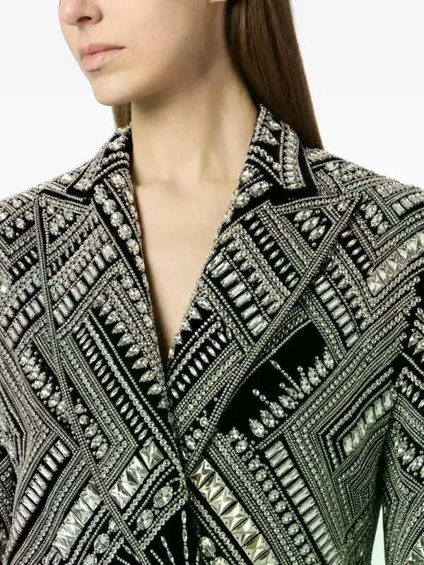 Philipp Plein Crystal-embellished Geometric-pattern Blazer