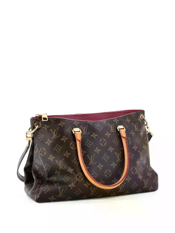 LOUIS VUITTON Pallas Tote Monogram Canvas With Leather Shoulder Bag - Brown