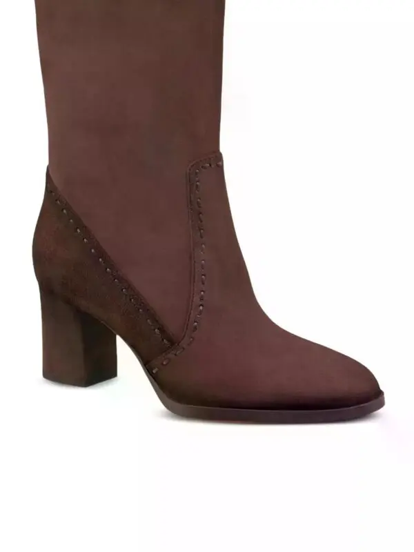 Santoni Topstitched Block-heel Boots