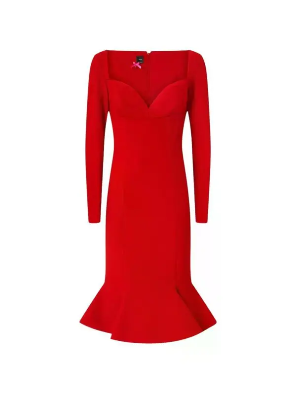 Pinko Ruffled Long-sleeve Midi Dress