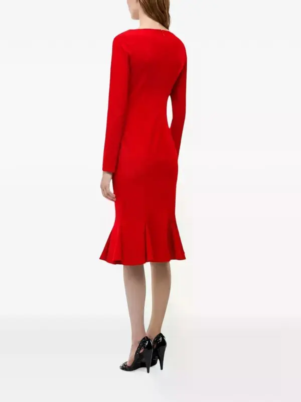 Pinko Ruffled Long-sleeve Midi Dress