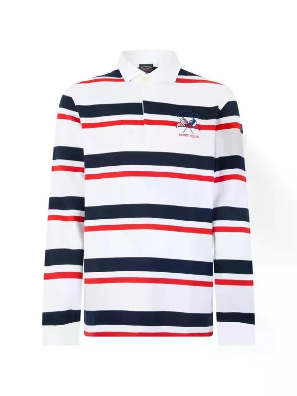 Paul & Shark Striped Long-sleeve Polo Shirt - White