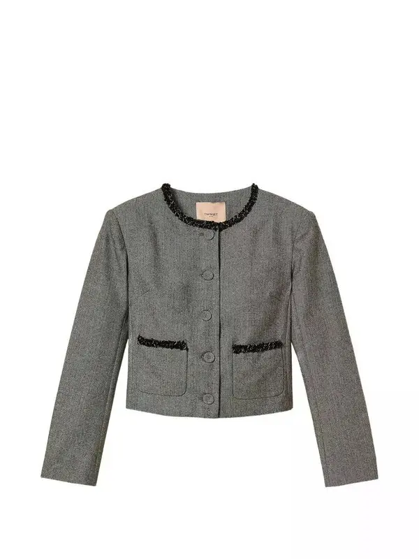 TWINSET Chevron Wool Blend Jacket