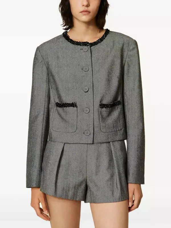 TWINSET Chevron Wool Blend Jacket