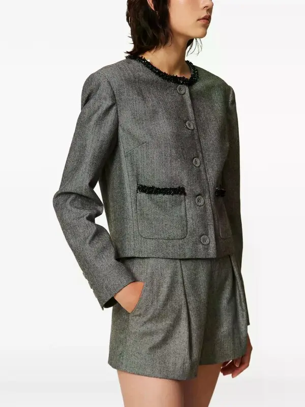 TWINSET Chevron Wool Blend Jacket