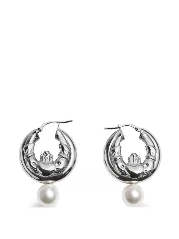 Simone Rocha Claddagh Pearl Hoop Earrings