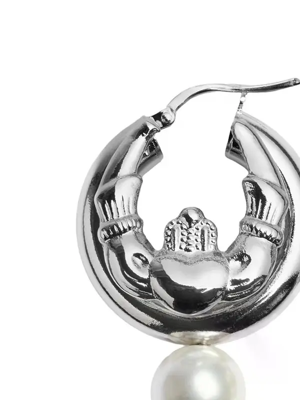 Simone Rocha Claddagh Pearl Hoop Earrings