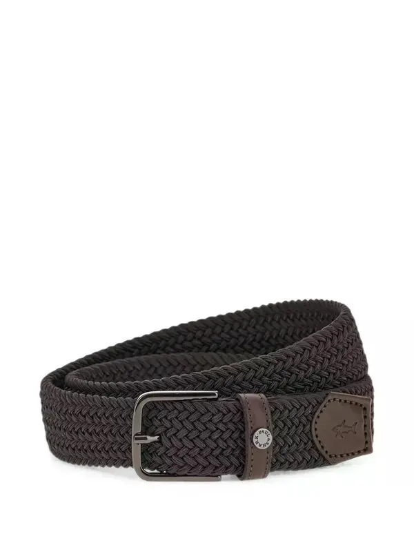 Paul & Shark Leather-trimmed Braided Belt - Brown
