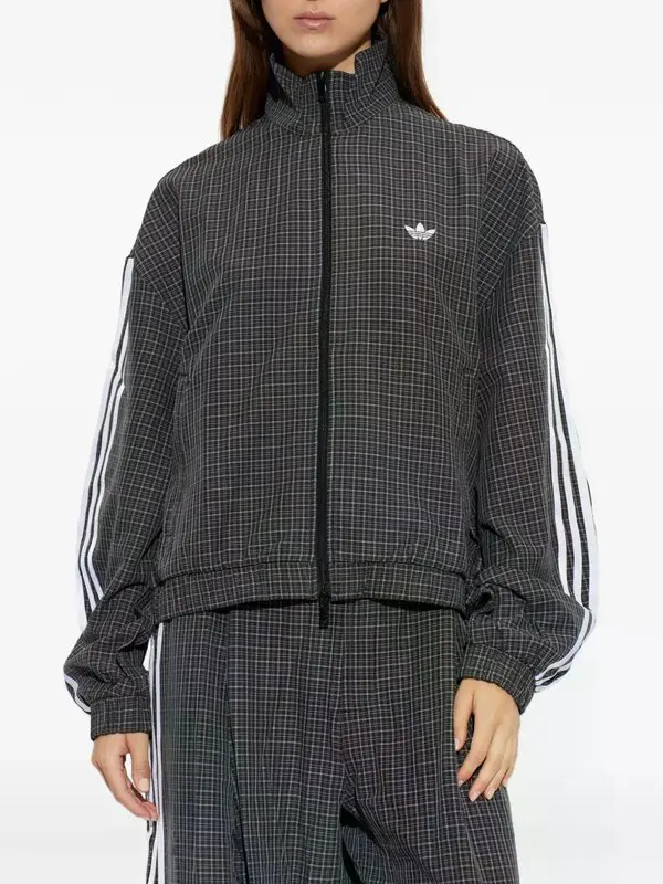 Adidas Check-print Zip-up Sweatshirt