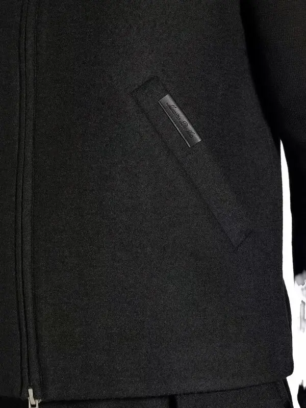 Manière De Voir Levi In Herringbone-brushed Wool Zip Gilet