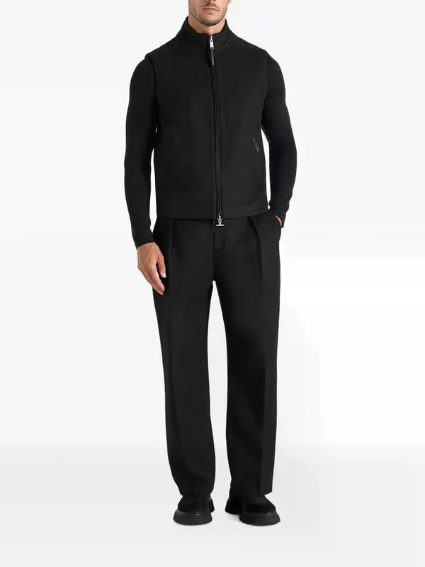 Manière De Voir Levi In Herringbone-brushed Wool Zip Gilet