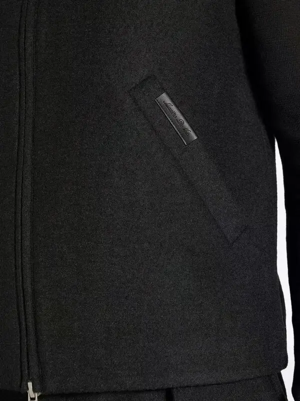 Manière De Voir Levi In Herringbone-brushed Wool Zip Gilet