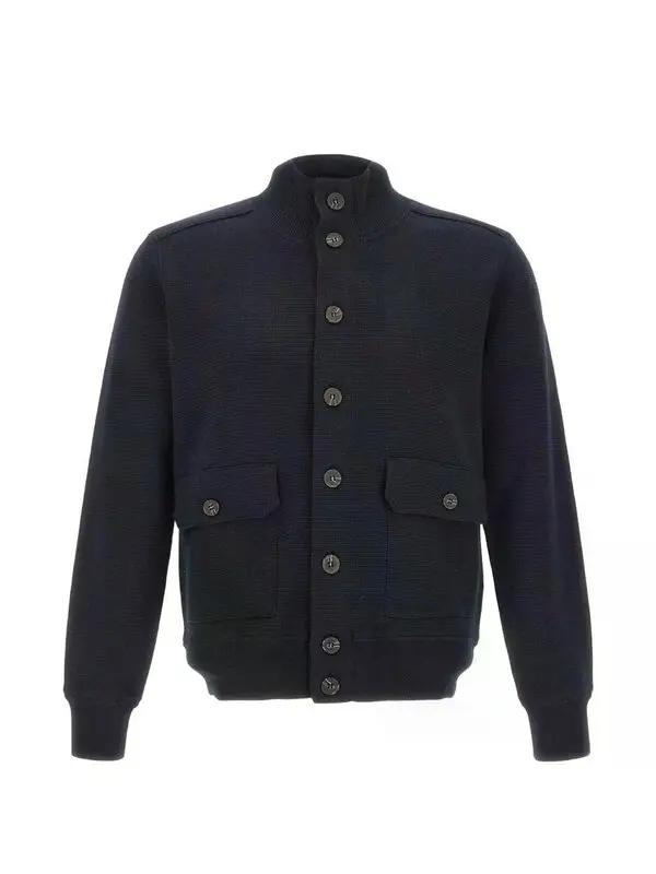 KANGRA High-neck Buttoned Cardigan - Blue