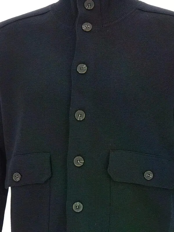 KANGRA High-neck Buttoned Cardigan - Blue