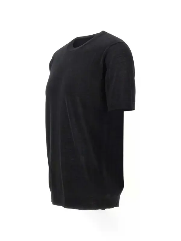 KANGRA Short-sleeve Ribbed-trim Sweater - Black