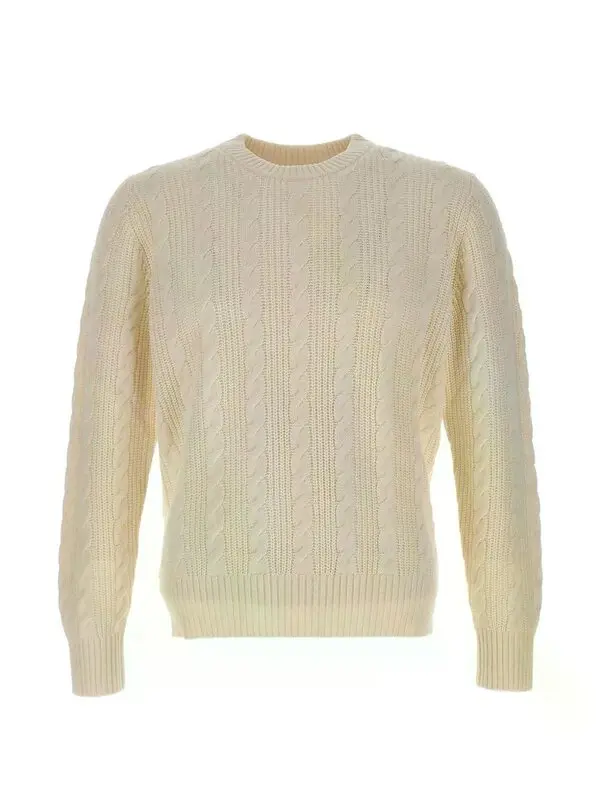 KANGRA Cable-knit Crew-neck Sweater - White
