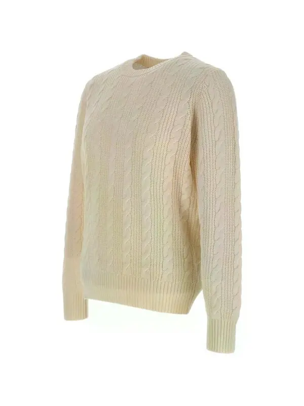 KANGRA Cable-knit Crew-neck Sweater - White