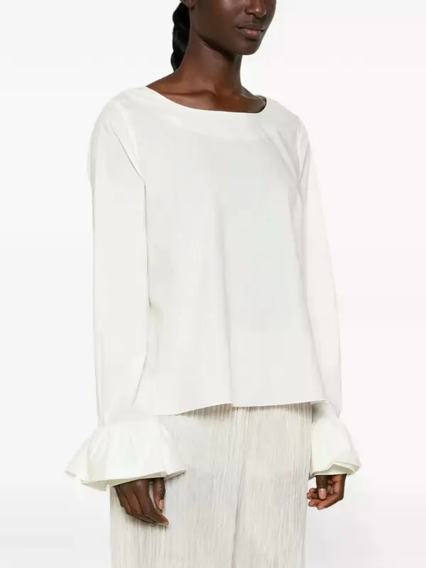 SUSANNE BOMMER Ruffle-cuff Boat-neck Shirt