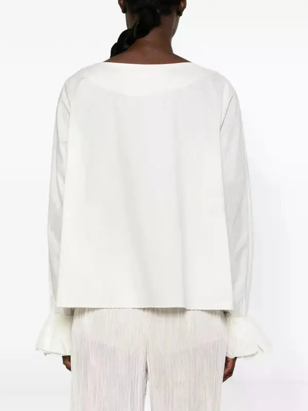 SUSANNE BOMMER Ruffle-cuff Boat-neck Shirt