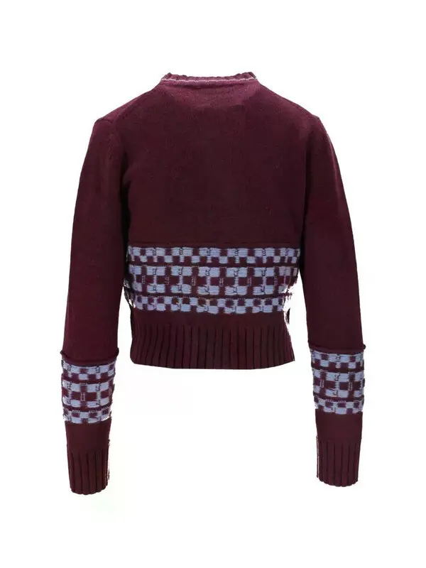 B.B. WALACE Geometric-pattern Ribbed-trim Cardigan - Red