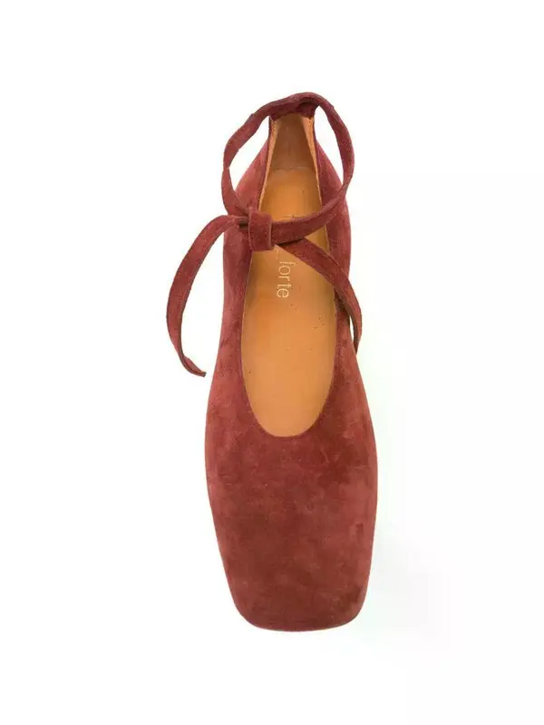 FORTE_FORTE Square-toe Tie-fastening Ballet Flats