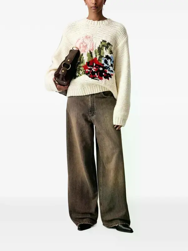 Stine Goya Floral-intarsia Chunky-knit Sweater