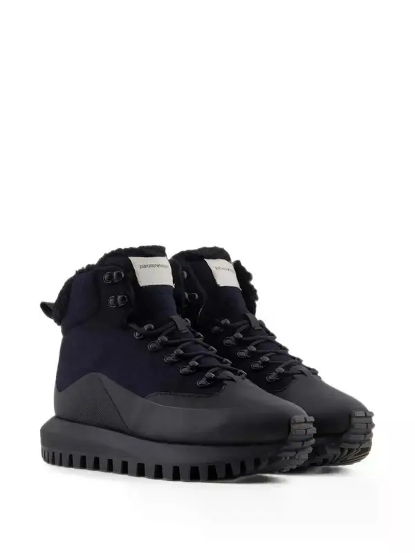 Emporio Armani Fleece-trim Panelled Boots