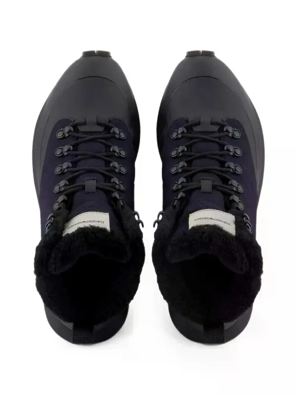 Emporio Armani Fleece-trim Panelled Boots