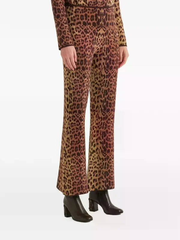 Malìparmi Leopard-print Jacquard-knit Trousers