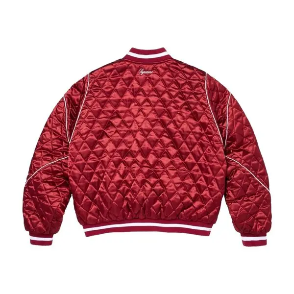 Supreme X Champion Fw26 Quilted Satin Varsity Jacket