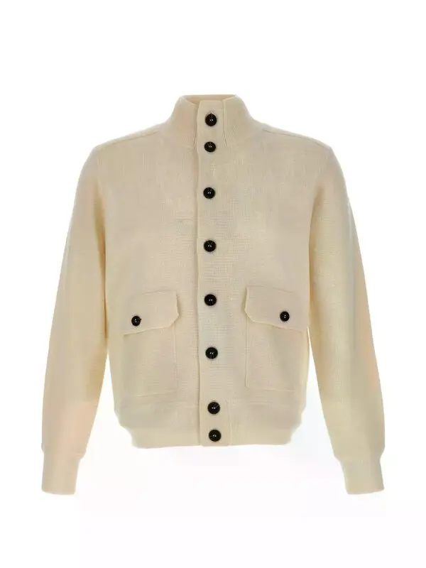 KANGRA High-neck Button-up Cardigan - Neutrals