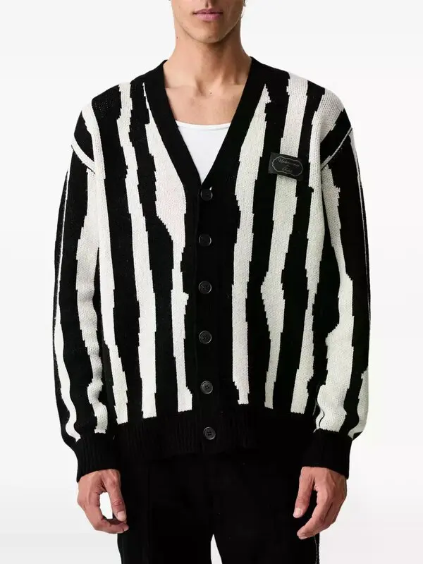 Undercover Intarsia-knit Logo-patch Cardigan